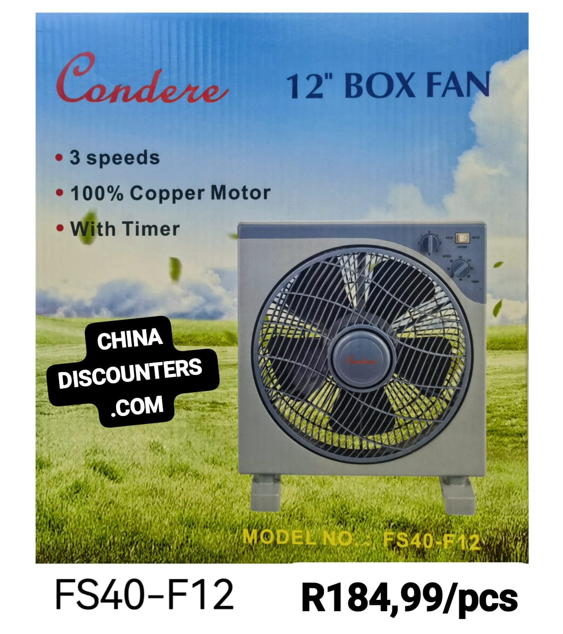 12″ BOX FAN WITH TIMER – China Discounters